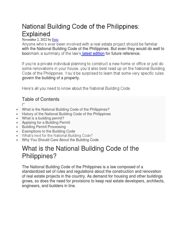 National Building Code of The Philippines | PDF | Building Code | Architect