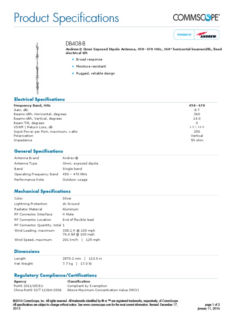 Product Specifications Product Specifications: DB408 DB408 - BB | PDF ...