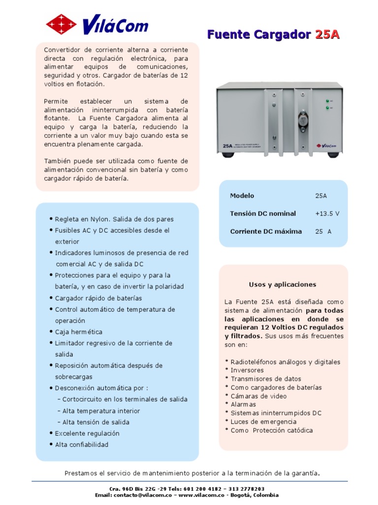Fuente Vilacom 25a | PDF | Cargador de batería | Transformador
