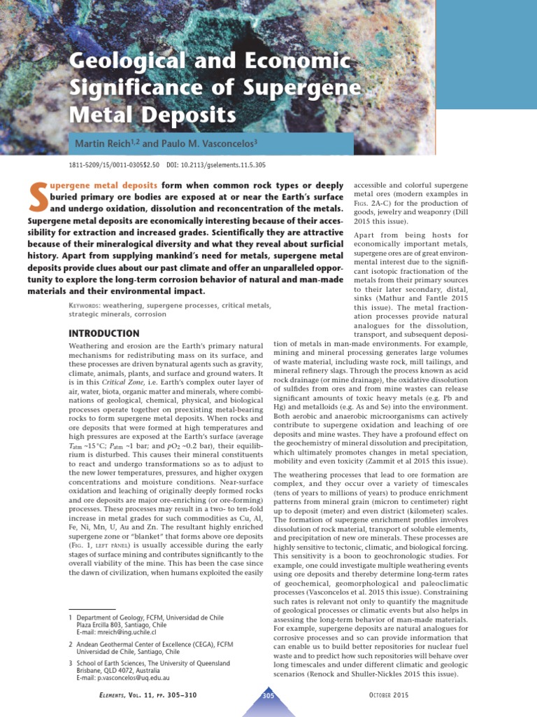 Supergene Metal Deposits | PDF | Copper | Nature
