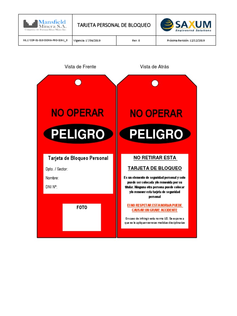 Ml 17cop 01 010 Ssoma Pro 026 1 0 Tarjeta Personal De Bloqueo Pdf Pdf