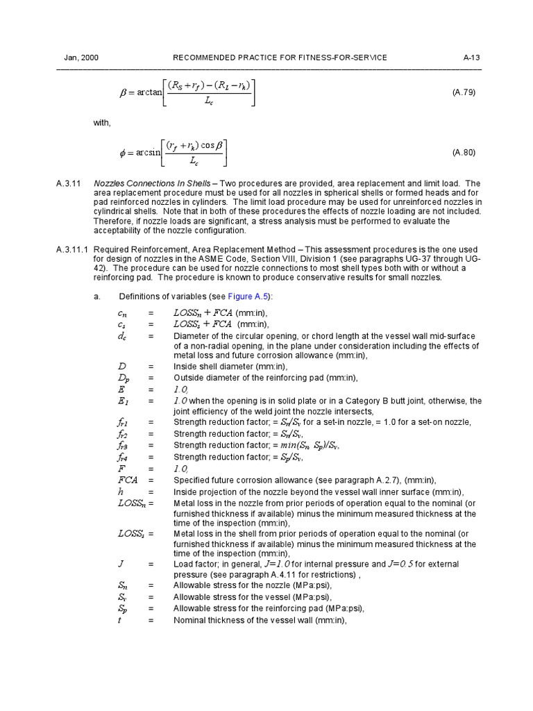Recommended Practice for Fitness-for-Service: Area Replacement Method ...