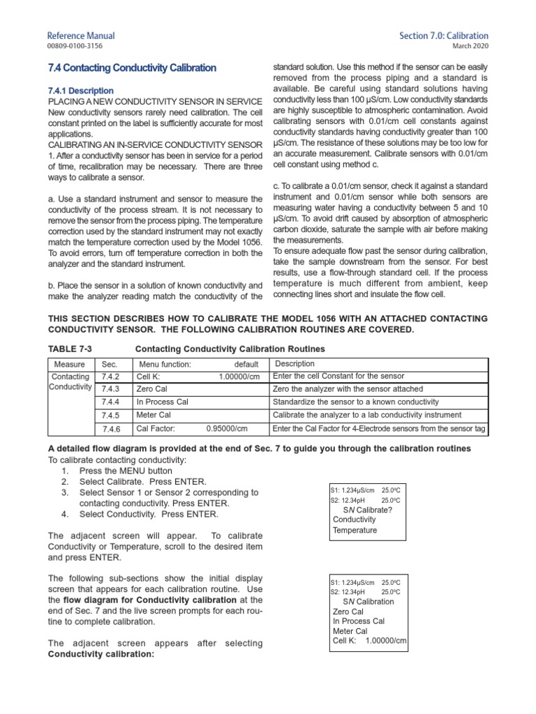 Conductivity Sensor Calibration Guide | PDF | Calibration | Sensor