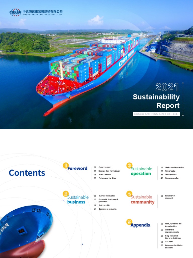 báo cáo bền vững COSCO PDF | PDF | Sustainability | Governance