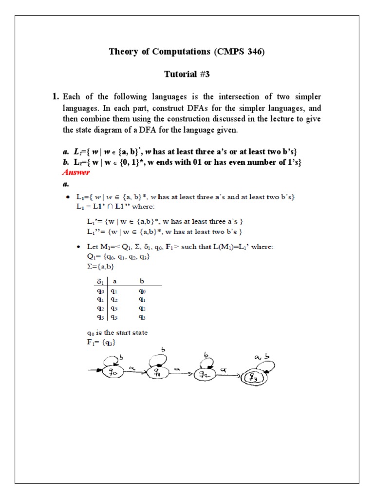 CMPS346-Tutorial 3 - Solution | PDF | Theory Of Computation | Computing