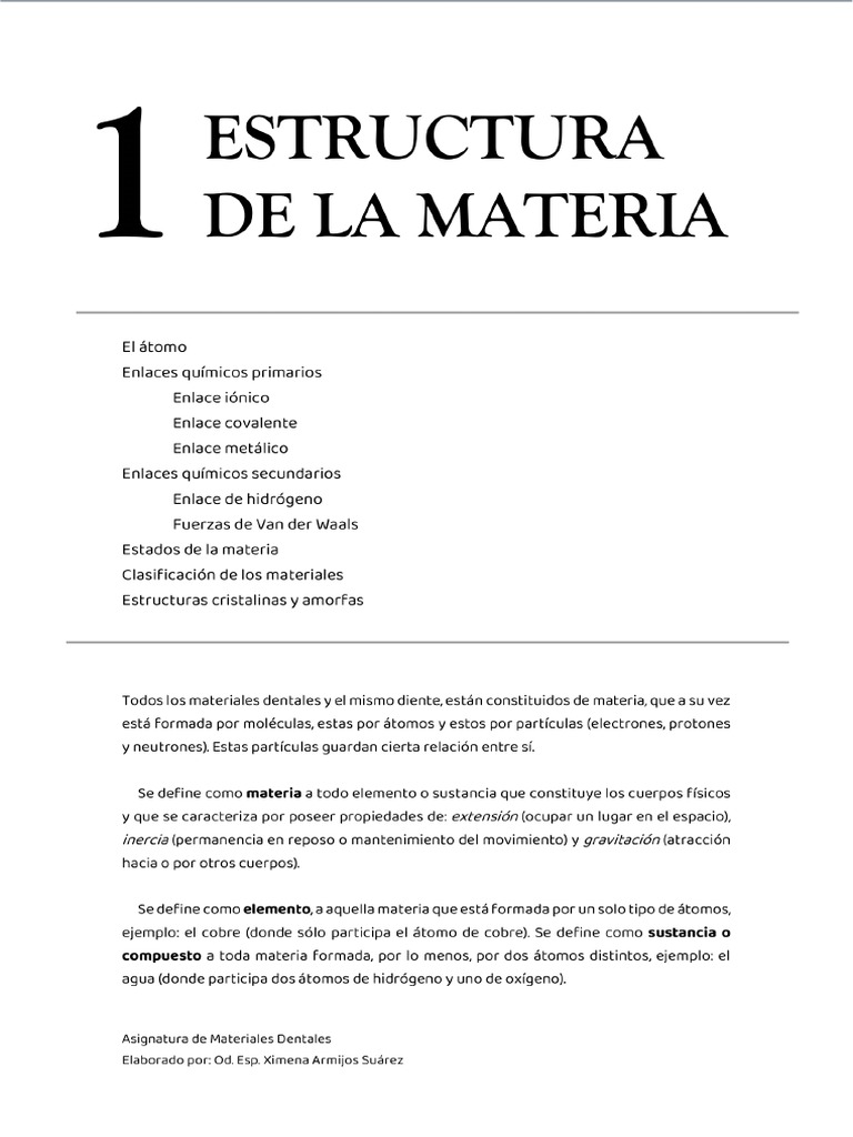 1 Estructura de La Materia | PDF