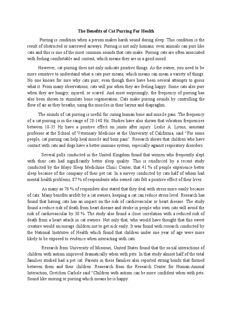 The Benefits of Cat Purring 12 | PDF | Cats | Clinical Medicine