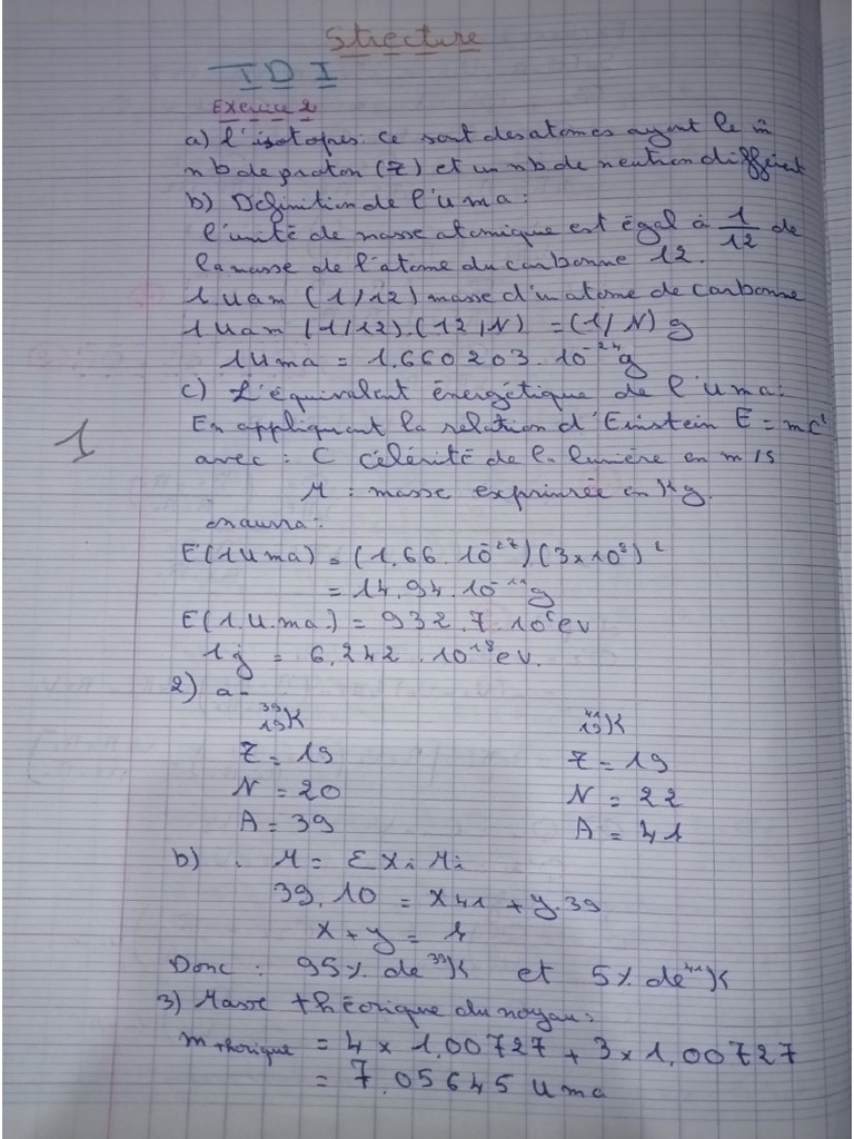 Correction TD 1 (Atomistique) | PDF Correction TD 1 (Atomistique) | PDF