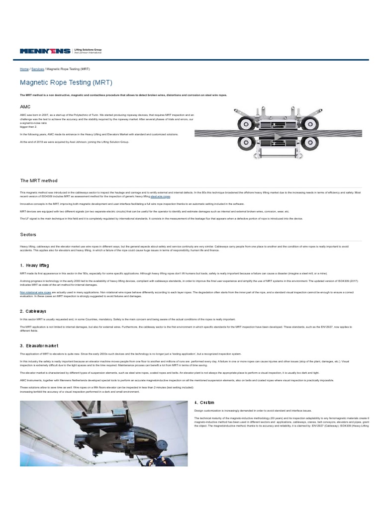 01 Magnetic Rope Testing (MRT) | PDF | Elevator | Rope