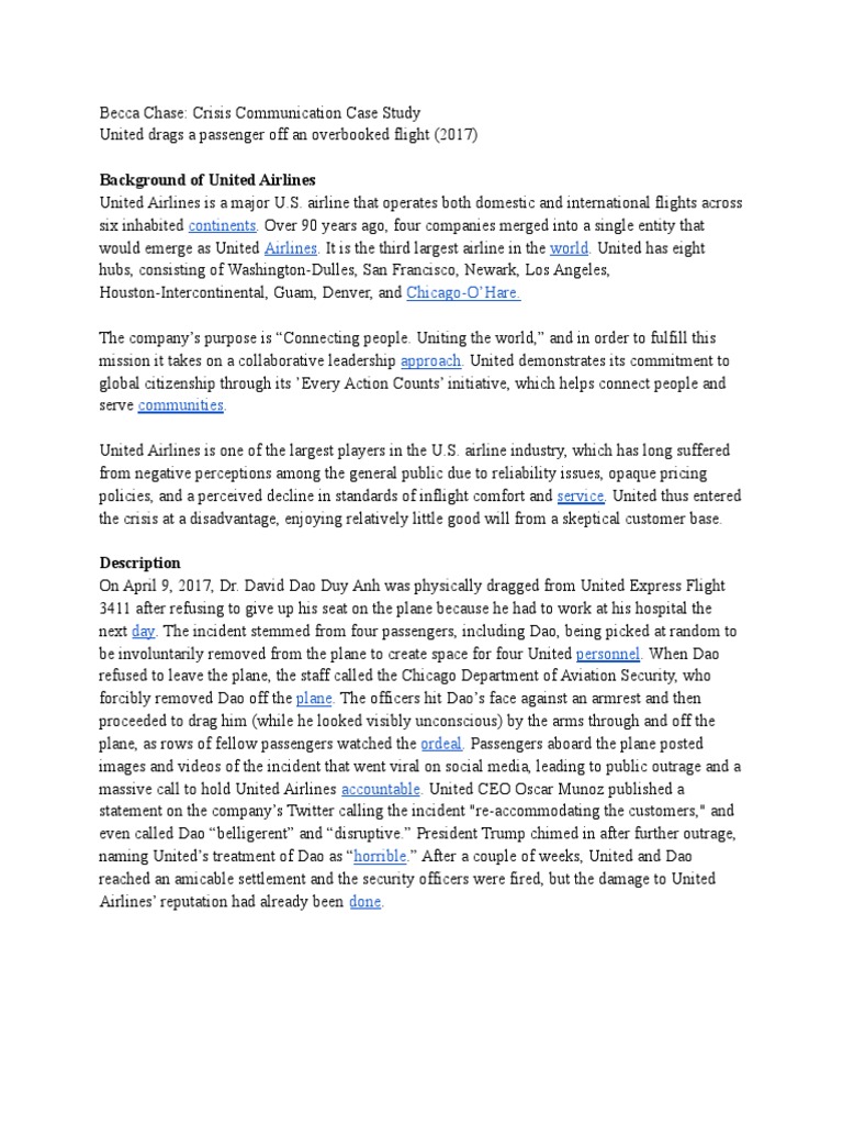 Crisis Communication Case Study | PDF | United Airlines | Communication