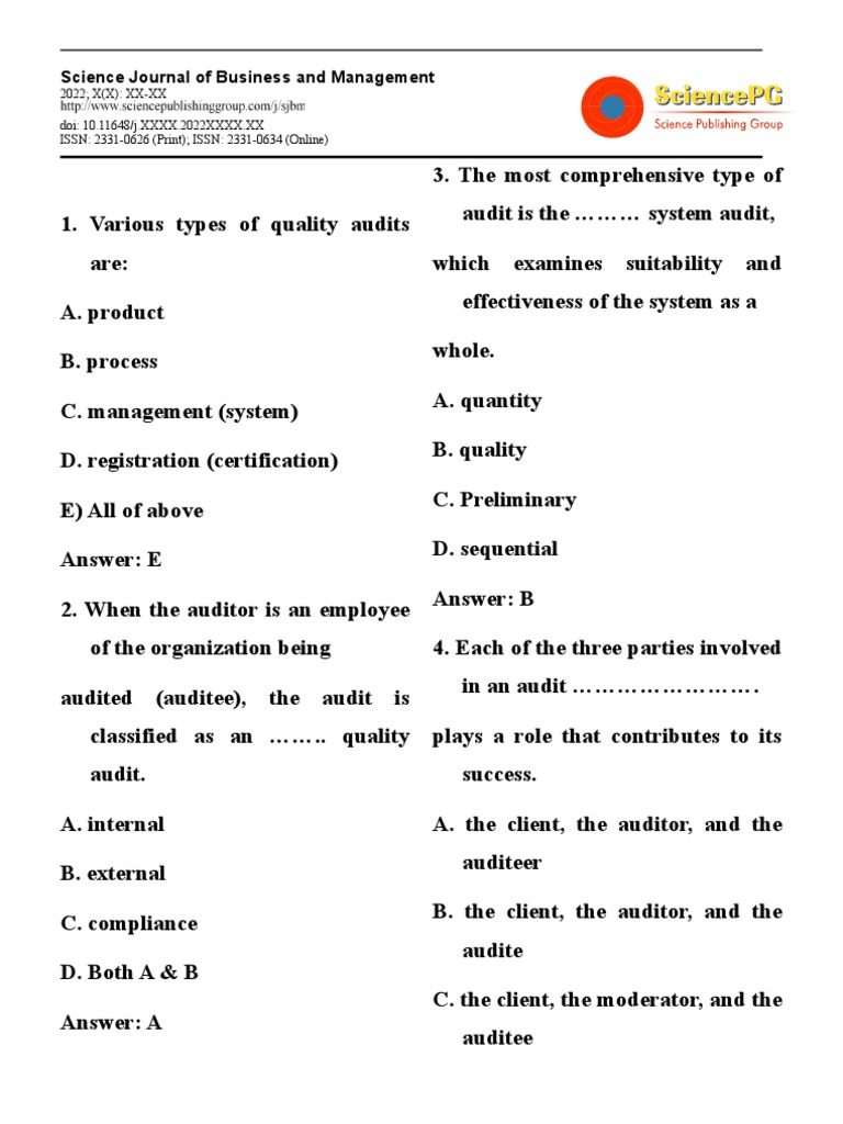 Auditing One Model Question | PDF | Audit | Financial Audit