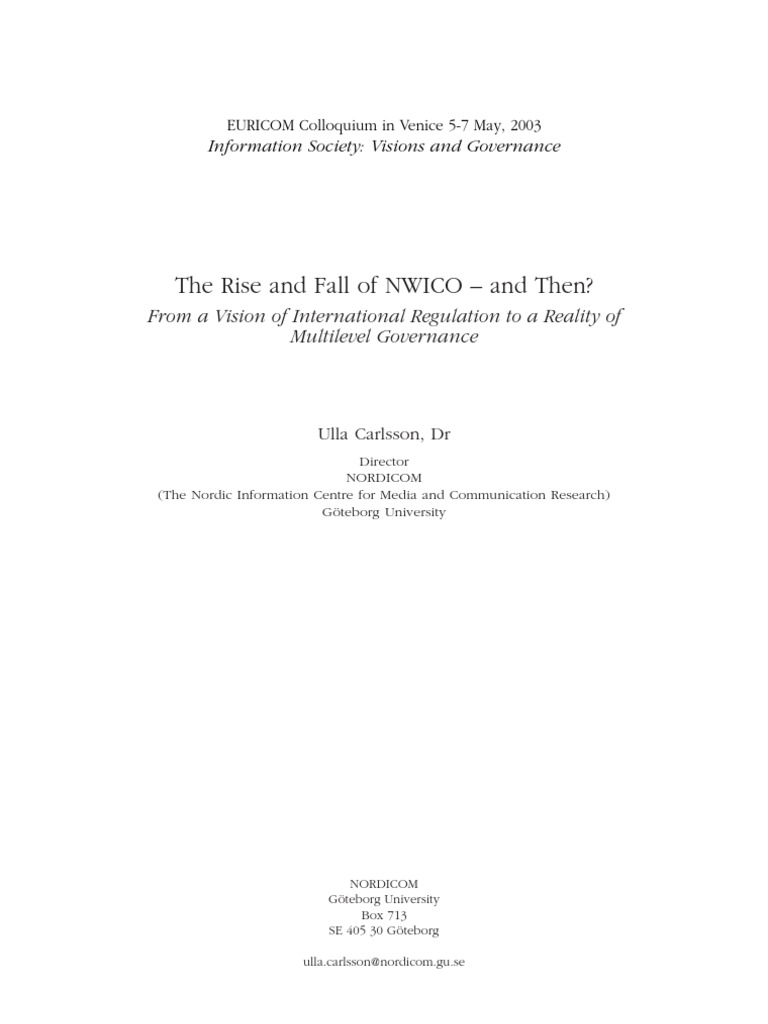 Carlsson, Ulla The Rise and Fall of NWICO | PDF | Modernization Theory ...