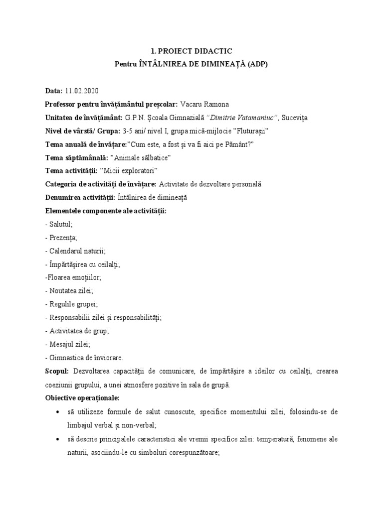 1 Proiect Didactic - Adp | PDF