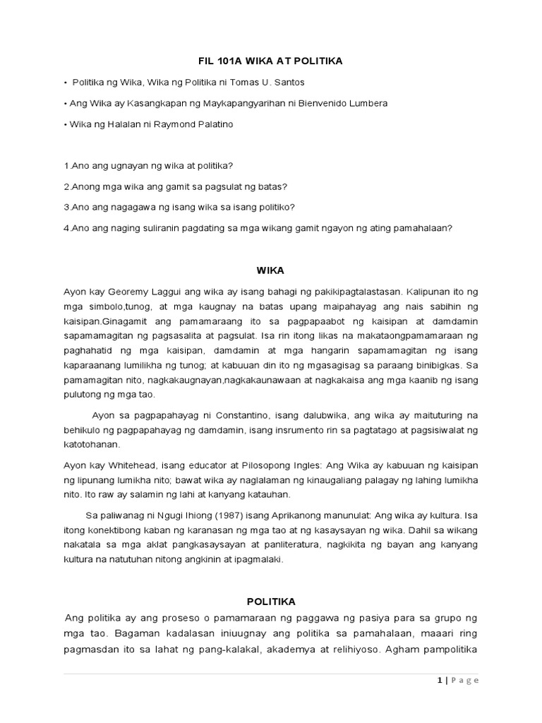 Fil 101a Yunit 4 | PDF