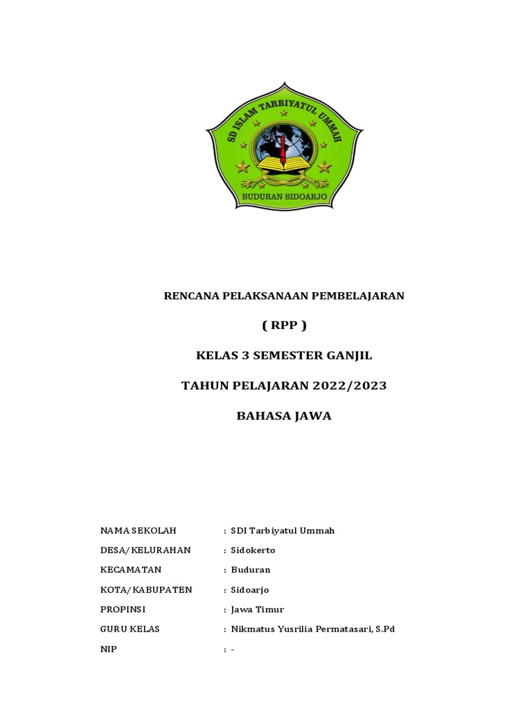 RPP Bahasa Jawa Kelas 3 Ganjil | PDF