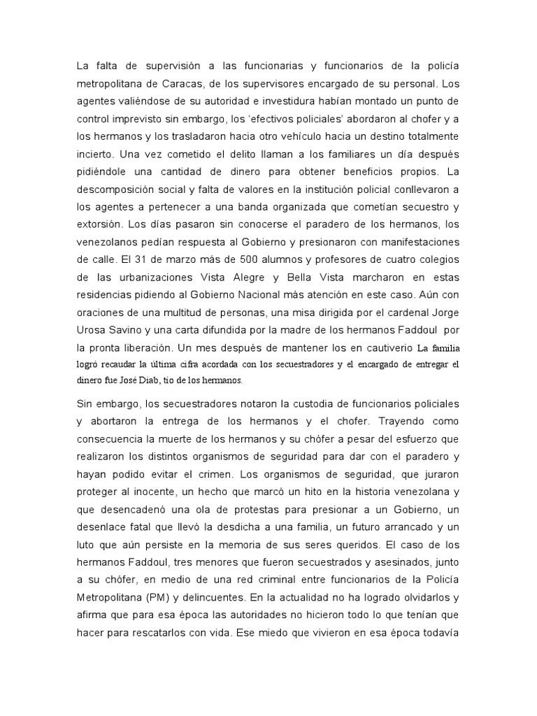 Los Hermanos Faddoul | PDF | Secuestro | Cumplimiento de la ley