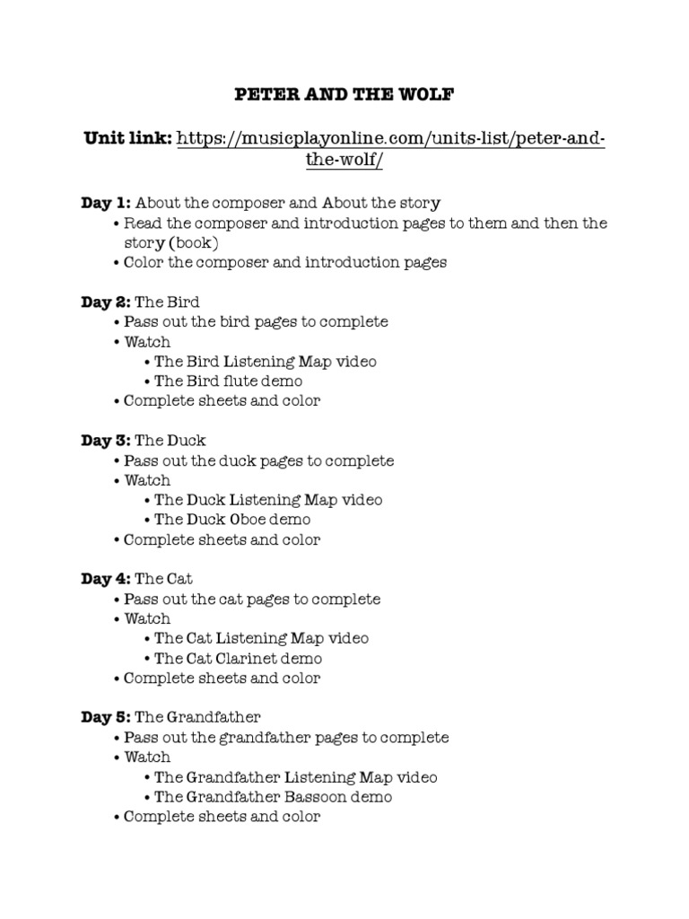 Peter and The Wolf Plan | PDF | Orchestral Music | Symphony Orchestras
