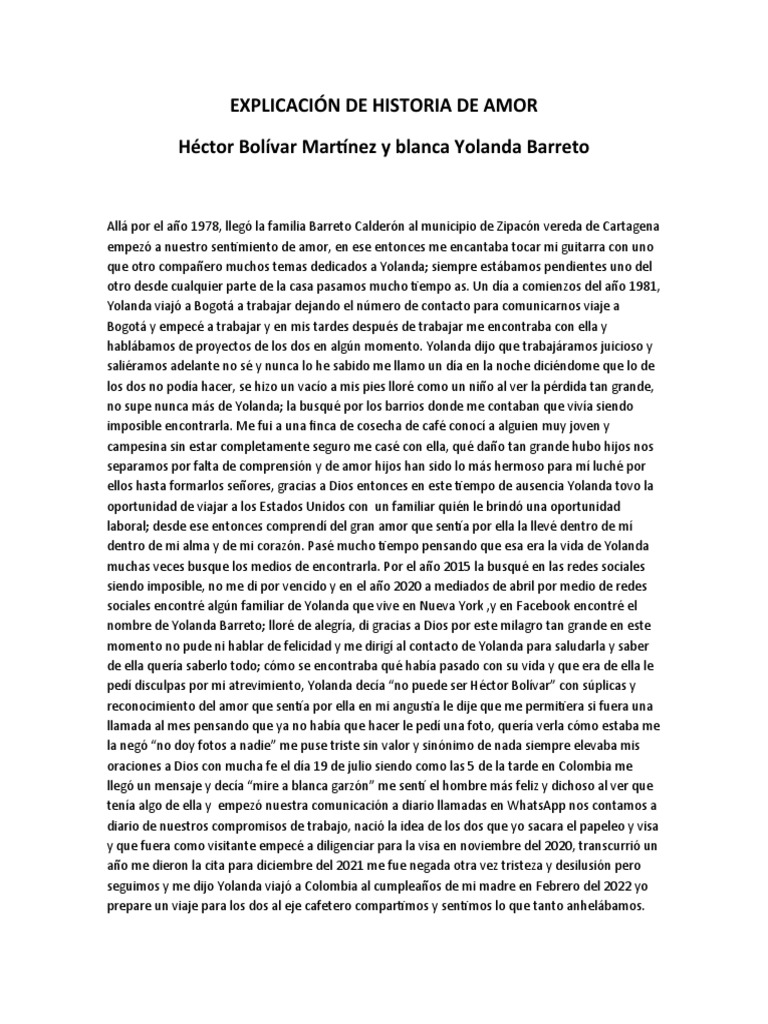 Explicación de Historia de Amor | PDF | Amor