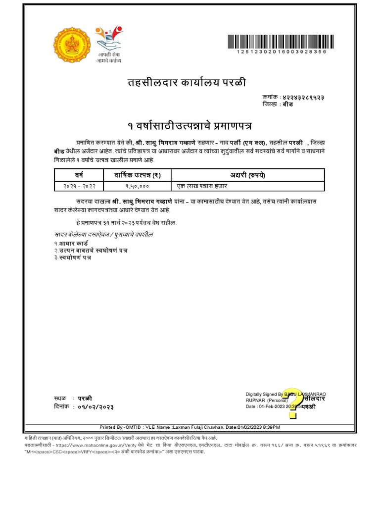 Digitally Signed by BABU LAXMANRAO RUPNAR (Personal) Date: 01-Feb-2023 20:39:54 IST | PDF