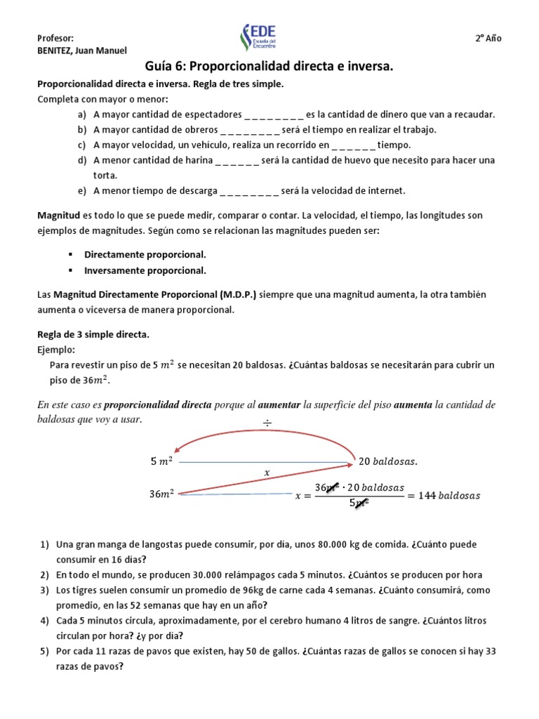 Guia 6 - Proporcionalidad Directa e Inversa PDF | PDF