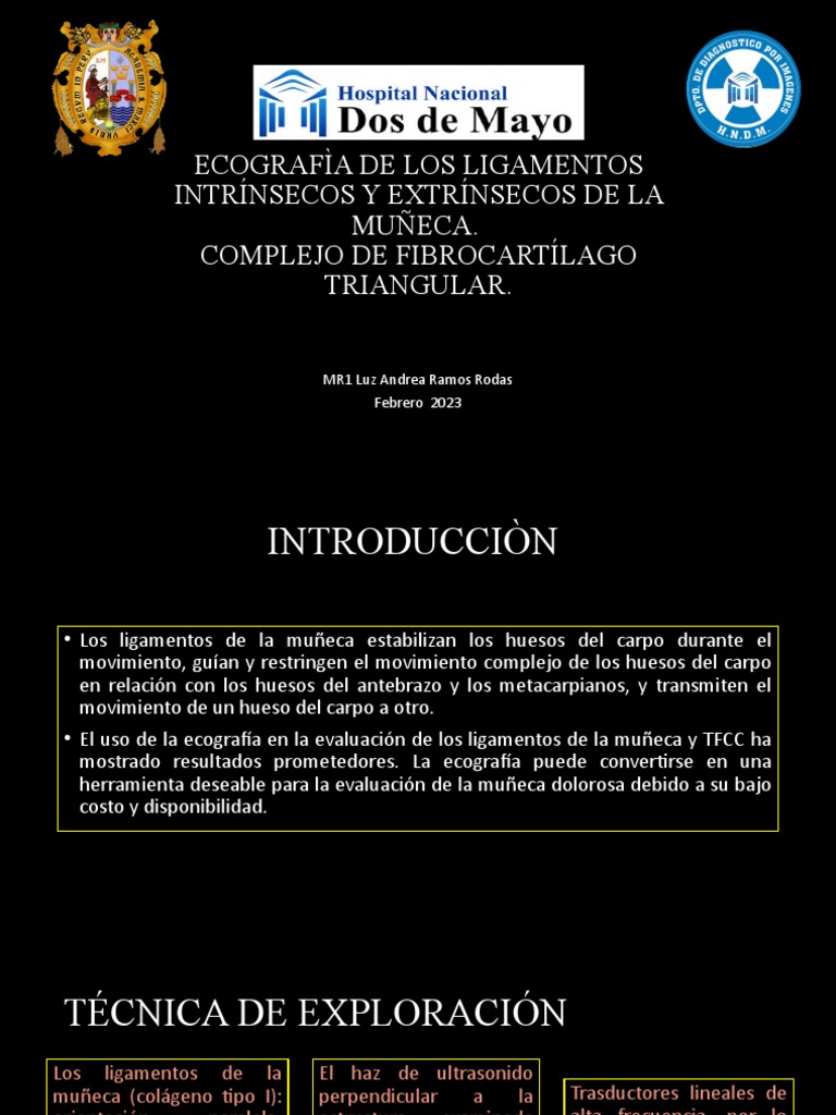 Ecografia de Los Ligamentos de Muñeca Intrínsecos y Extrínsecos y ...
