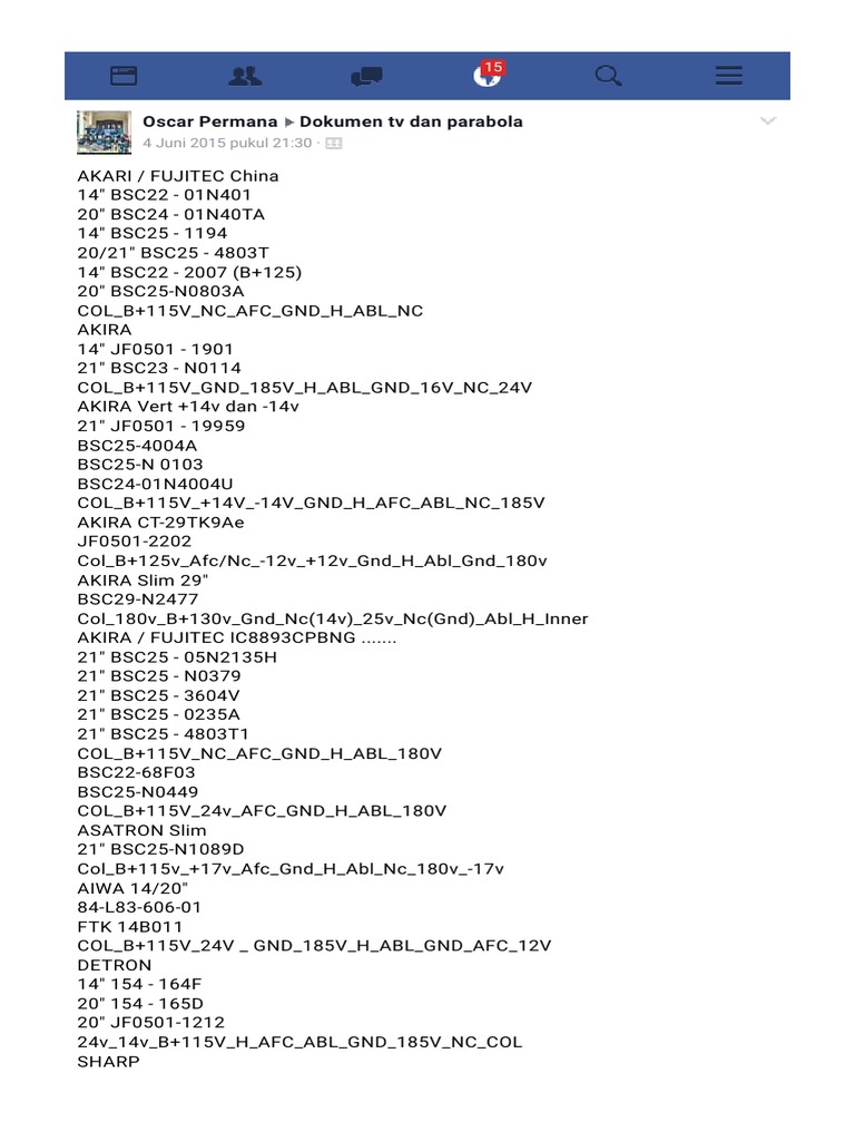 Daftar Persamaan Flyback TV | PDF | Consumer Electronics