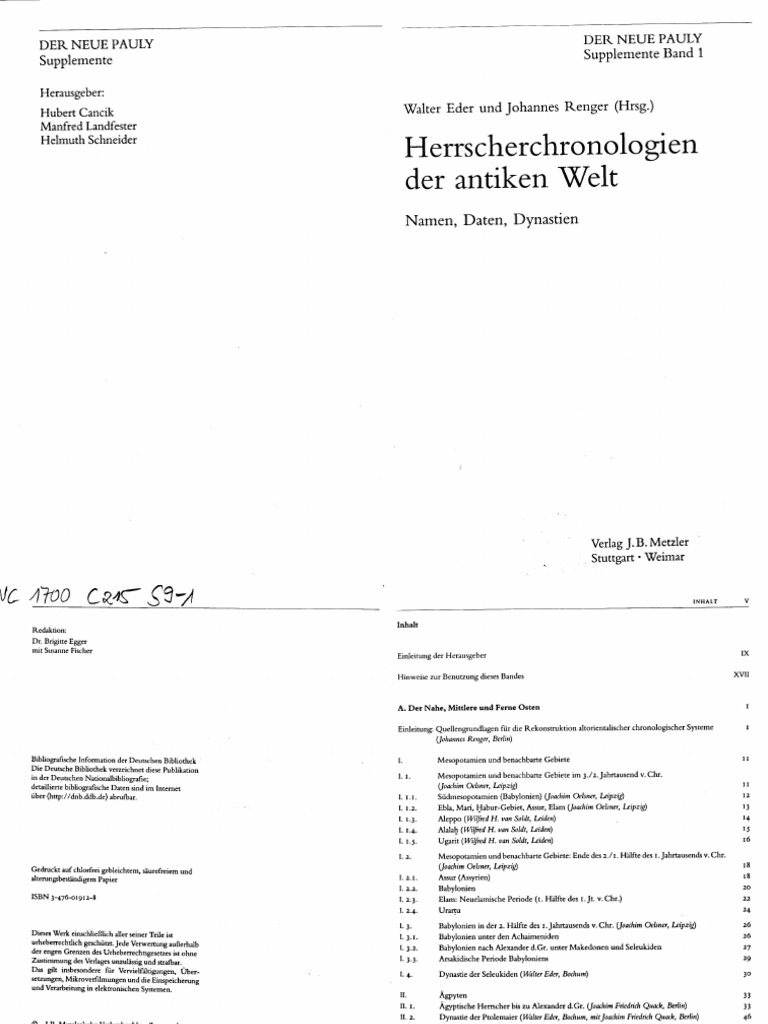 DNP Suppl. 1, 2004, Herrscherchronologien PDF | PDF