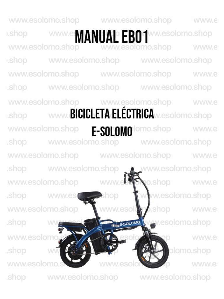 Manual y Garantía Bicicleta e Solomo Modelo Eb01 | PDF | Ingenieria Eléctrica | Cargador de batería