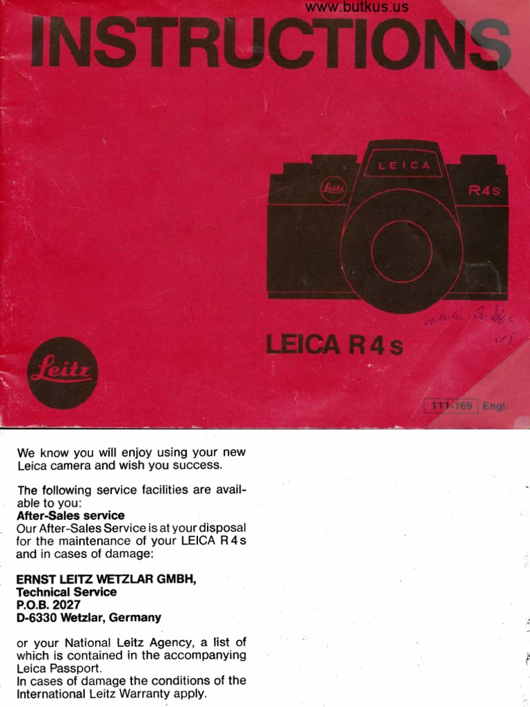 Everything You Need to Know About the Leica R4s Camera | PDF | Shutter ...