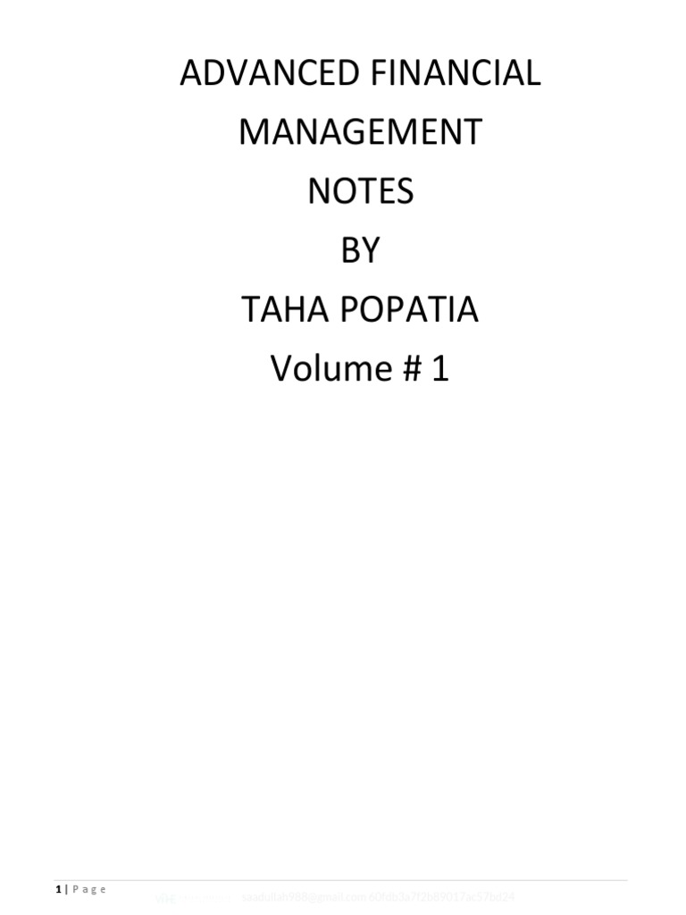 AFM Notes by - Taha Popatia PDF | PDF | Internal Rate Of Return | Net ...