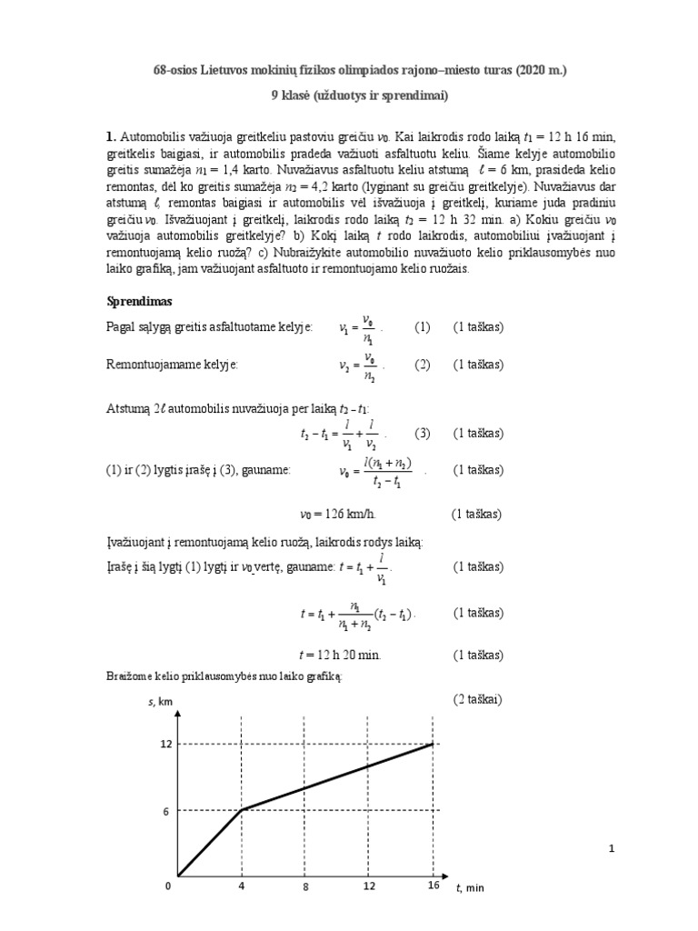 Lietuvos Mokiniu Fizikos Olimpiados Rajono Miesto Etapo Uzduotys | PDF