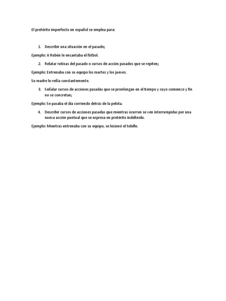 Uso del pretérito imperfecto en español | PDF