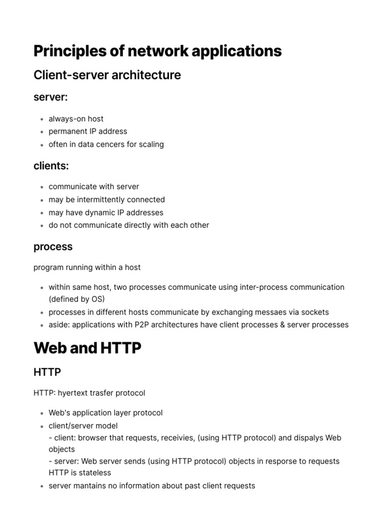 Computer Networks Chapter 2 Application Layer Notes | PDF | Hypertext ...