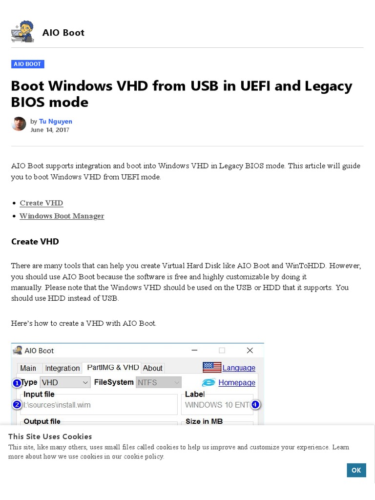 Boot Windows VHD From USB in UEFI and Legacy BIOS Mode | PDF | Booting | Microsoft Windows