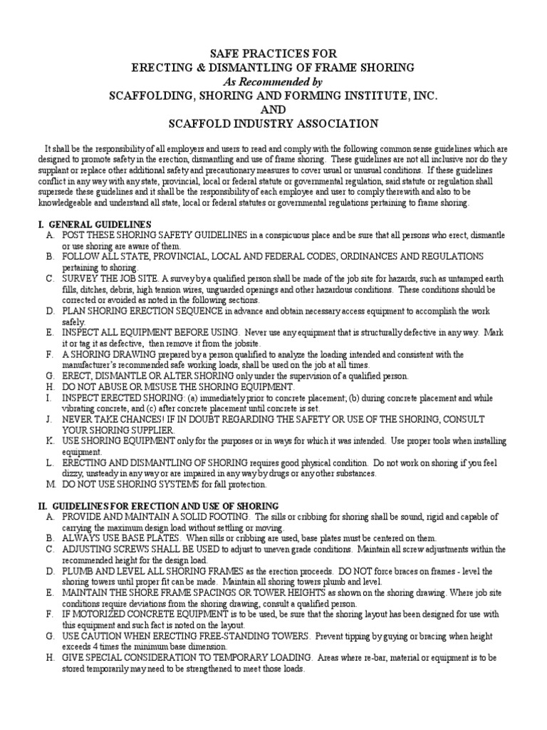 Shoring Safety Guidelines for Concrete | PDF | Concrete