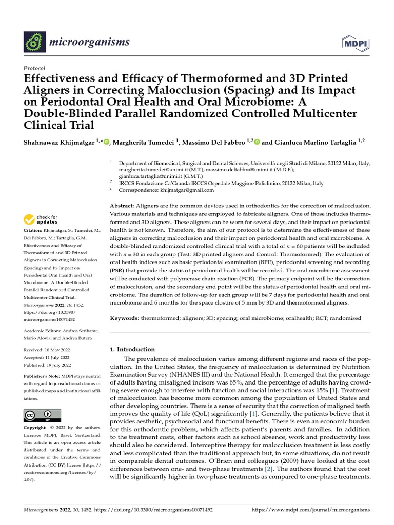 Effectiveness and Efficacy of Thermoformed and 3D Printed PDF | PDF | Periodontology | Medicine