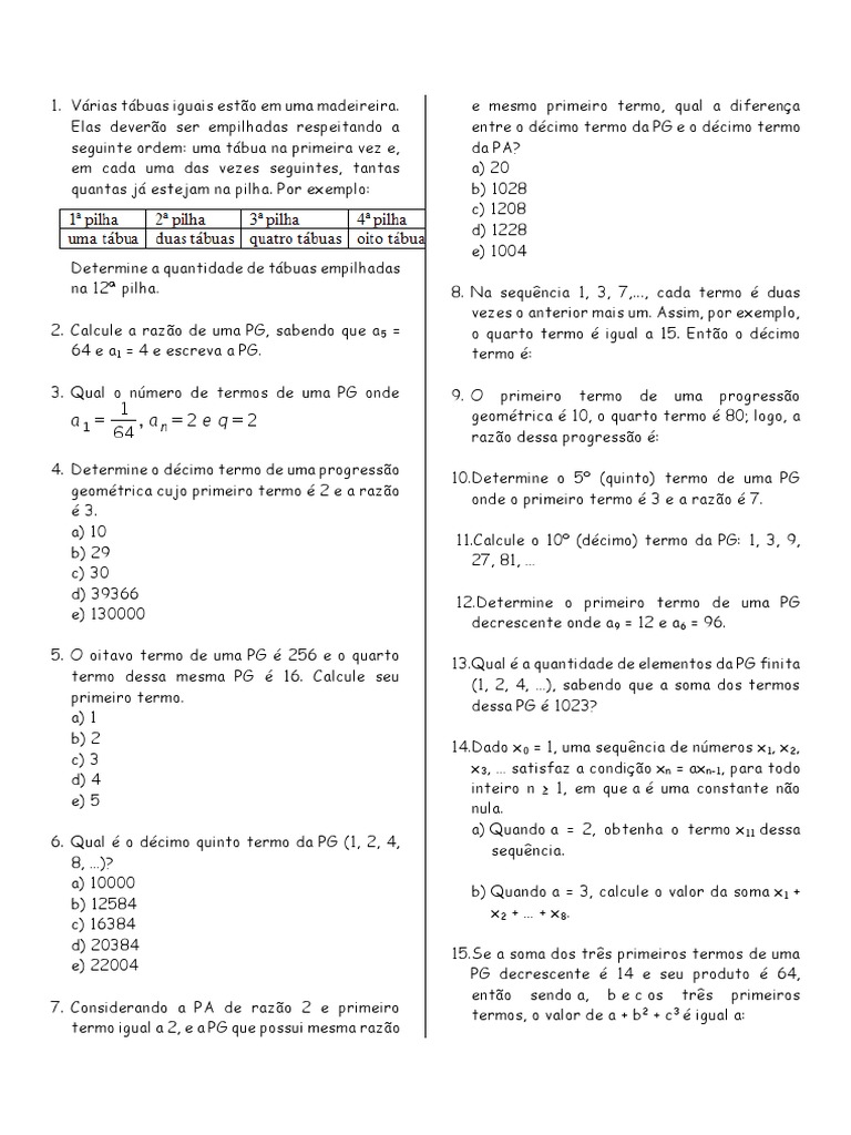 PG progressões geométricas | PDF | Matemática