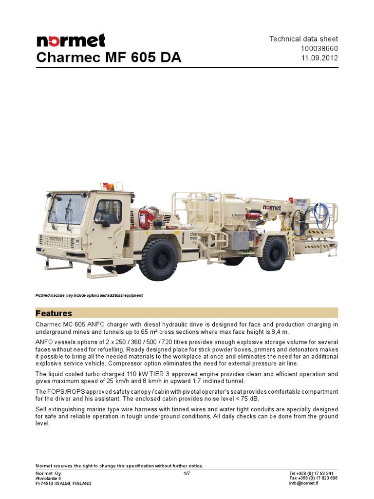 Charmec MF 605 DA Specifications | PDF | Truck | Brake