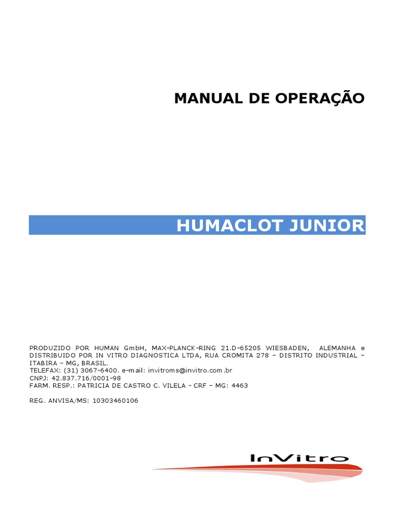 Humaclot Junior | PDF | Coagulação | Hemostasia