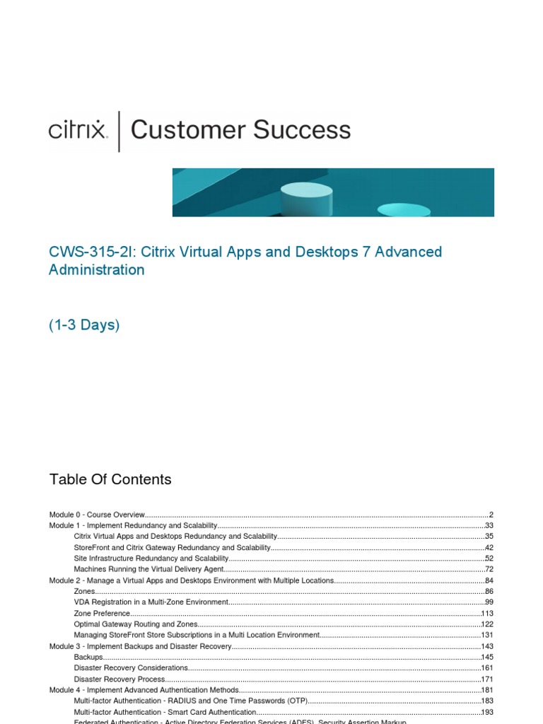 CWS 315 2I en StudentManual 1 3 Days v03 | PDF | Citrix Systems | Virtualization