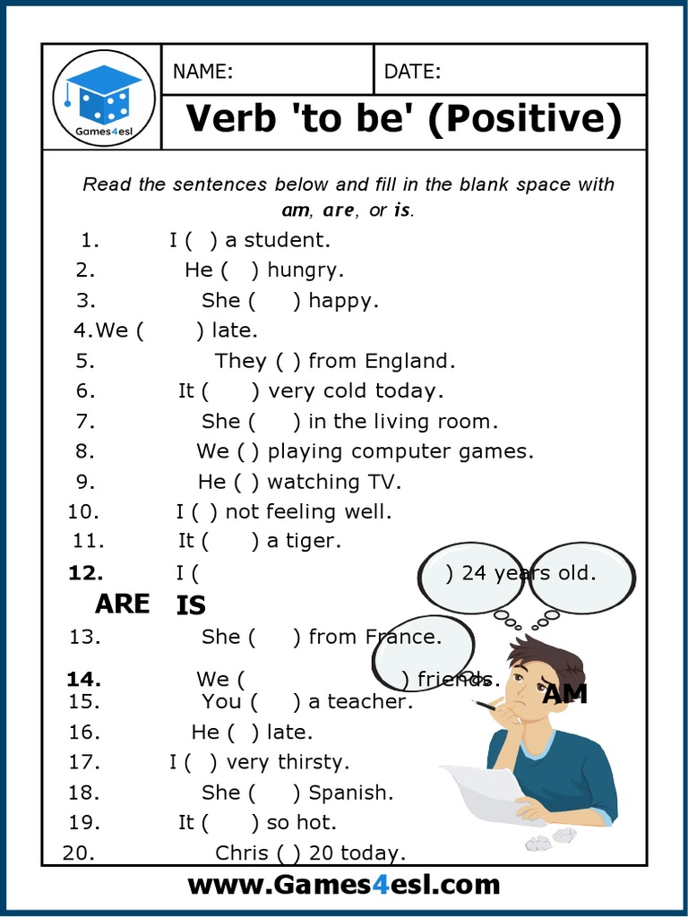 Fill in the Blanks: Verb 'To Be' Exercises | PDF