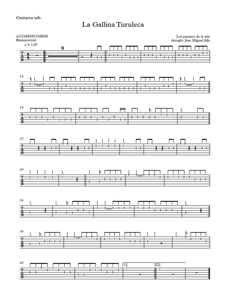 La Gallina Turuleca - Guitarra Tab. PDF | PDF