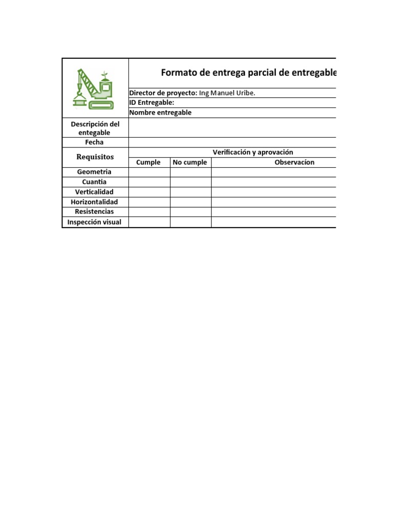 Formato Entrega Parcial de Entregables | PDF