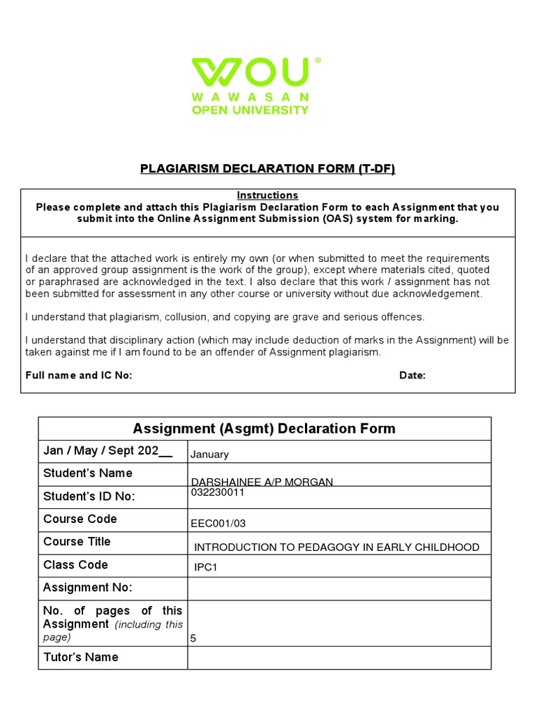 T-DF assignment declaration form .pdf | PDF