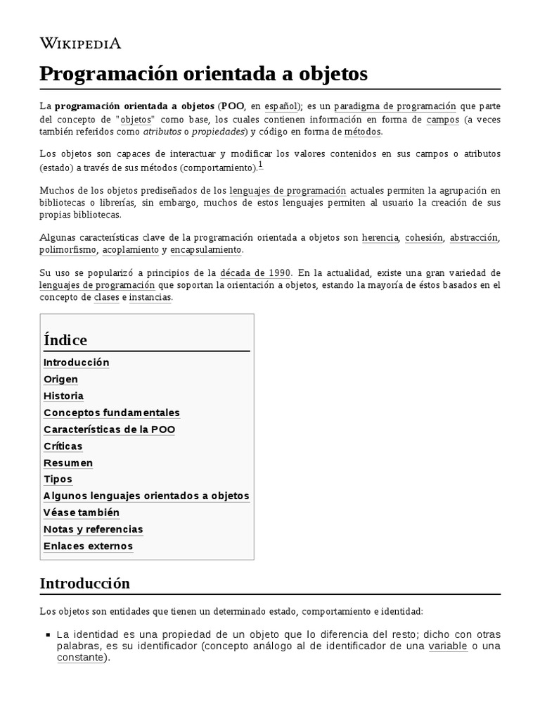 Programación Orientada A Objetos Pdf Programación Orientada A Objetos Objeto Informática
