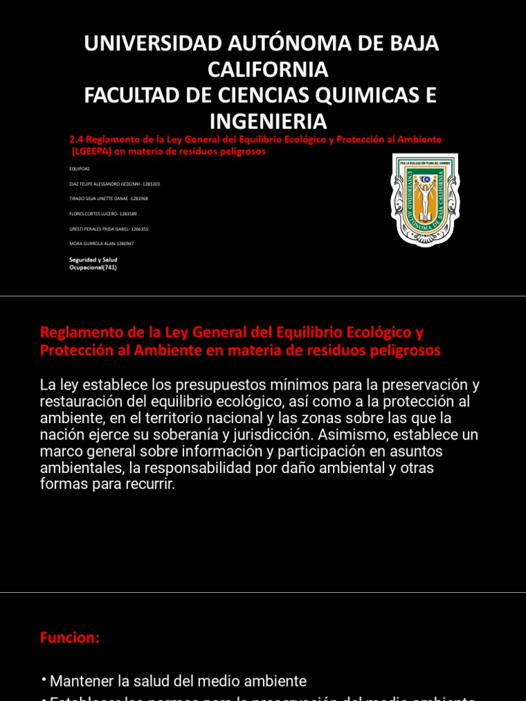 2.4 Reglamento de La Ley General Del Equilibrio Ecológico y Protección ...