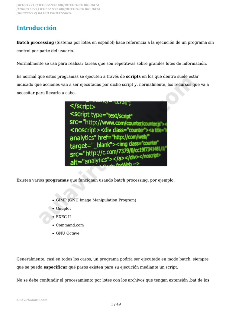 Batch Processing PDF | Descargar gratis PDF | Apache Hadoop | Big Data
