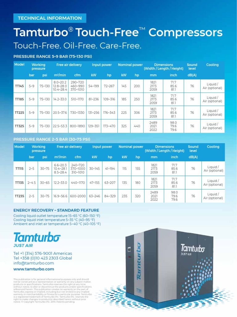 Tamturbo Technical Datasheet ENG-2019-12-11 | PDF | Gases | Physical Sciences