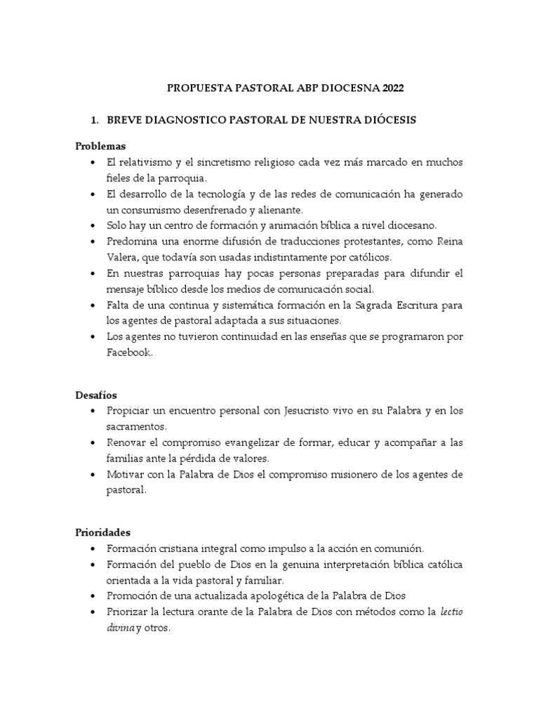 Propuesta ABP 2022 | PDF | Lectio Divina | Biblia