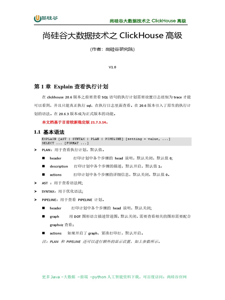 02 尚硅谷大数据技术之clickhouse高级v1 0 Pdf Pdf